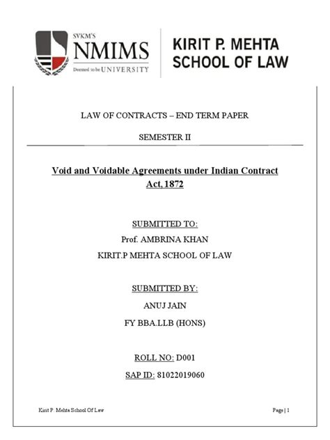 Void Contracts Under Indian Contract Act Pdf Void Law Arbitration