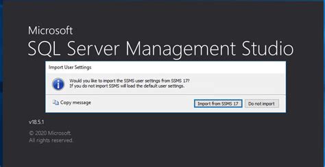 How To Disable Ssms 2018 Import User Settings Wizard On Start Up