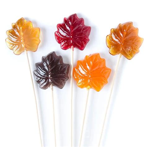 Autumn Maple Tree Leaves Hard Candy Lollipops 12 Piece Bag Sale