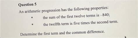 Solved Question An Arithmetic Progression Has The Chegg