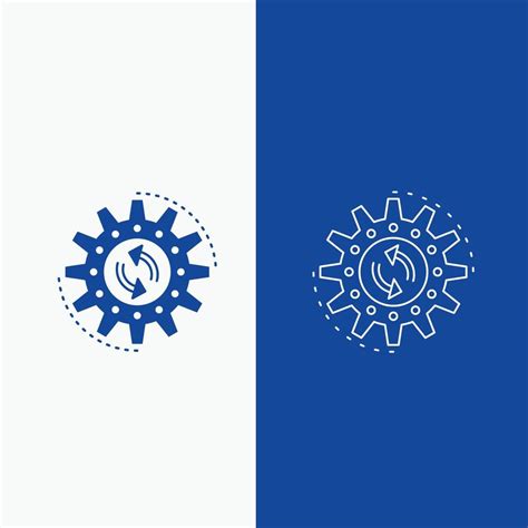 Management Process Production Task Work Line And Glyph Web Button In Blue Color Vertical