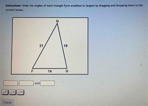 Solved Instructions Order The Angles Of Each Triangle From Smallest