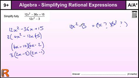 Simplifying Rational Expressions Quadratic Gcse Maths Revision Exam