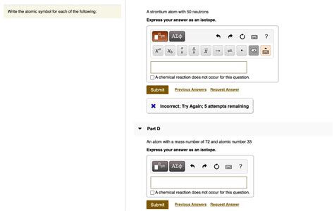 Write The Atomic Symbol For Each Of The Following Strontium Atom With 50 Neutrons Express Your