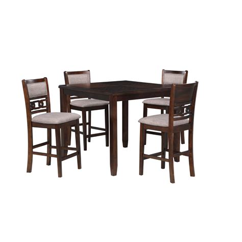 New Classic Furniture Gia 5 Piece Wood Square Counter Dining Set 1