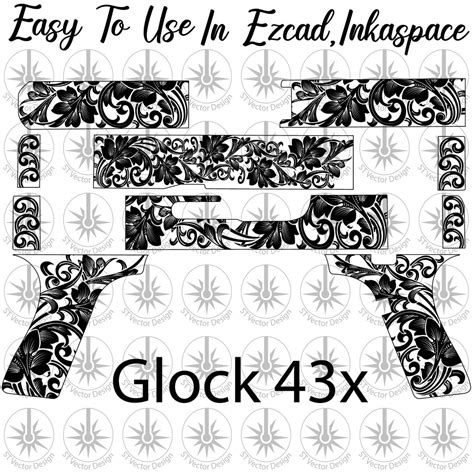 Glock X Scroll Design Engraving Filespistol Engravevector Etsy