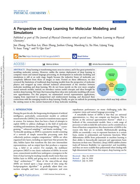 pdf a perspective on deep learning for molecular modeling and simulations