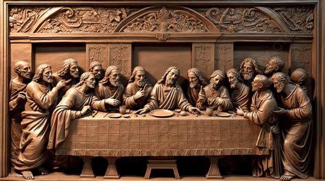The Last Supper Is A Wooden Carving Background 3d Last Supper Picture