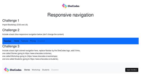 Responsive Navigation Challenge Forked Codesandbox
