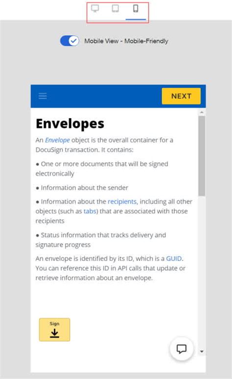 Responsive Signing Docusign