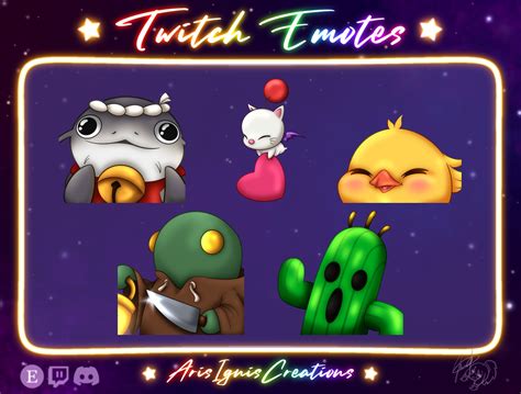 Final Fantasy Twitch Emotes Hype Love Lurk Stab Wave Etsy UK