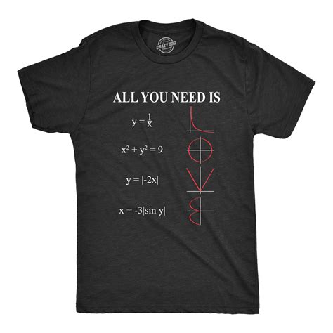 Mens All You Need Is Love Equation T Shirt Funny Nerdy Math Tee Graphic