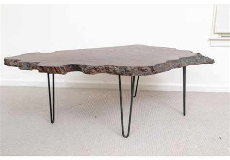 Mid Century Style Live Edge Burl Cocktail Table For Sale At 1stdibs