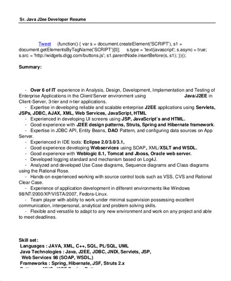 Free 10 Sample Java Developer Resume Templates In Ms Word Pdf Pages