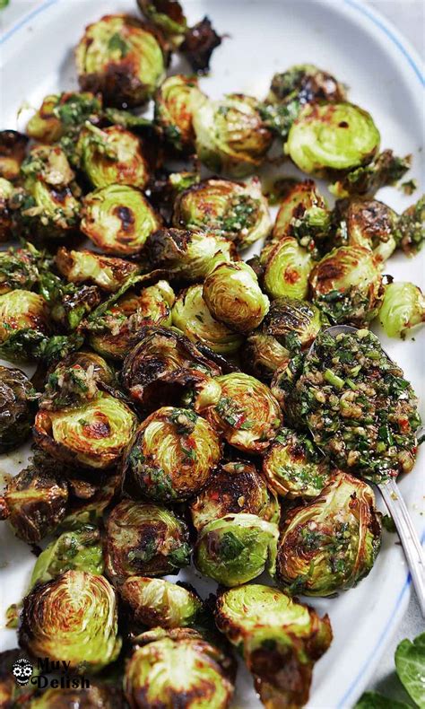 Roasted Brussels Sprouts With Chimichurri Muy Delish