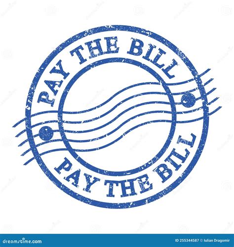 Pay The Bill Text Written On Blue Postal Stamp Stock Illustration