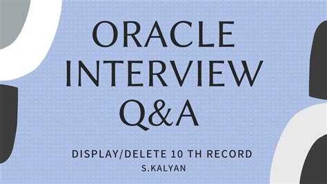 Oracle Real Time Scenario Sql In Oracle Display 10th Record Youtube