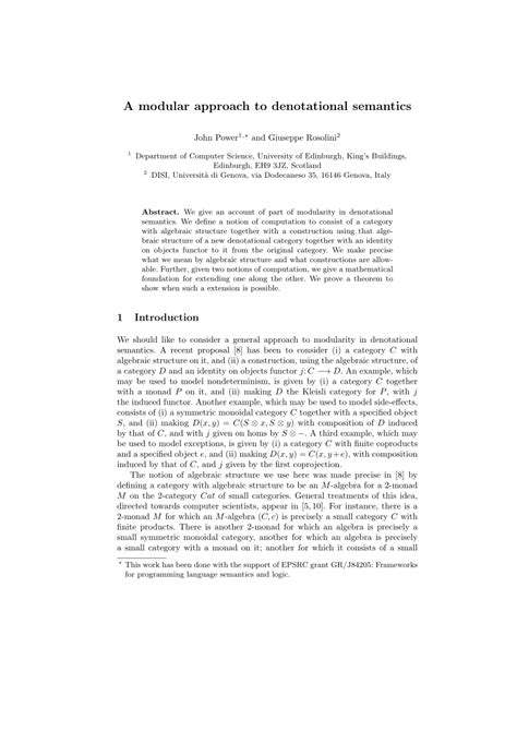 Pdf A Modular Approach To Denotational Semantics