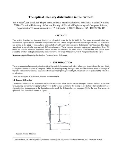 Pdf The Optical Intensity Distribution In The Far Field