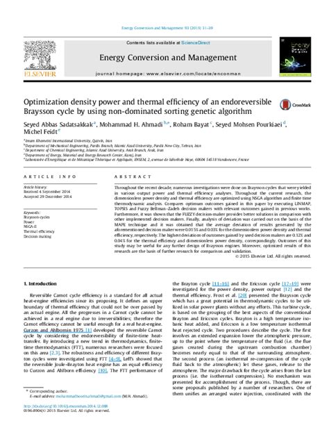 Pdf Optimization Density Power And Thermal Efficiency Of An Endoreversible Braysson Cycle By