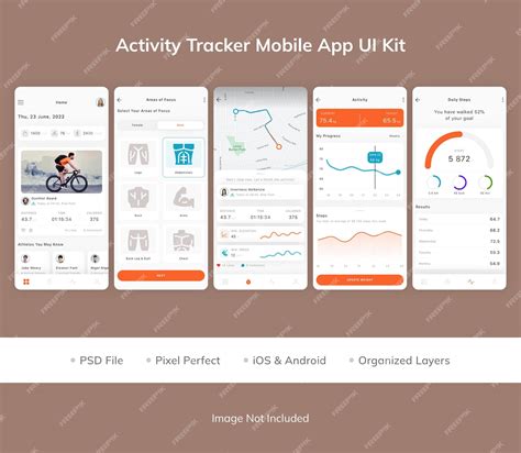 Premium Psd Activity Tracker Mobile App Ui Kit