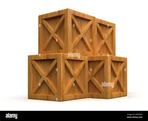 Pile Of Stacked Sealed Goods Wooden Boxes Pallet Cargo Cases Industrial Crates Or Container