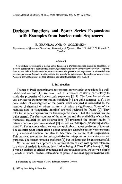 Pdf Darboux Functions And Power Series Expansions With Examples From Isoelectronic Sequences