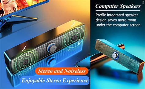 Tokfaa Computer Speakers For Desktop Wired Usb Mini Sound Bar Speaker For Pc Tablets Laptops