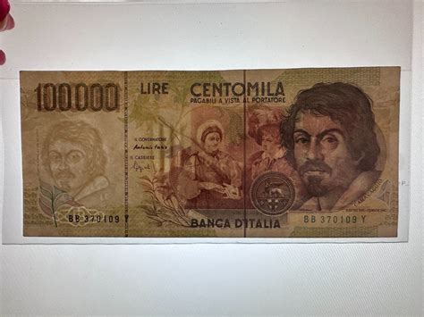 Banconota Lire 100000 Caravaggio Ii Tipo B 1995 Conservazione Bbspl