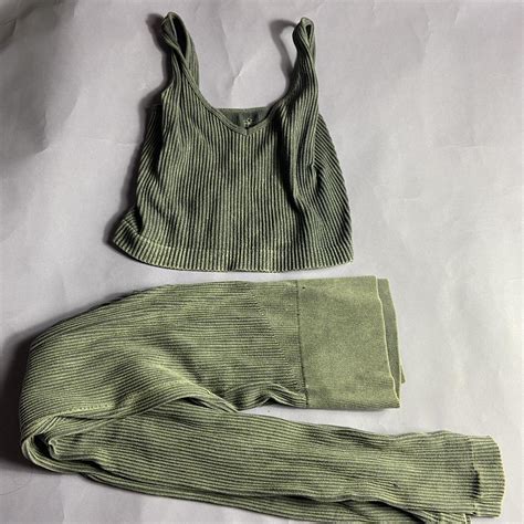 Ribbed Navy Blue Workout Set In Great Condition With Depop