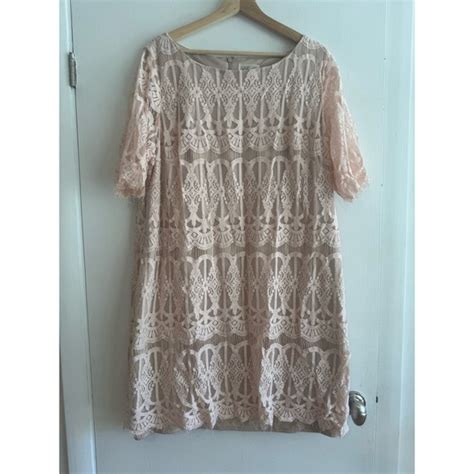 Eliza J Dresses Eliza J Pale Pink Lace Lined Short Sleeve Mini