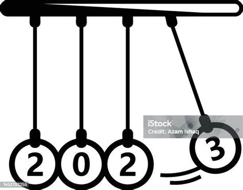 모멘텀 보존 2023 개념 뉴턴 요람 로딩 벡터 아이콘 디자인 새해 복 많이 받으세요 2023 기호 Hny 소원 기호 새해 전야