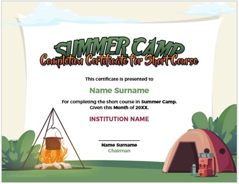 Summer Camp Completion Certificates For Short Courses 5