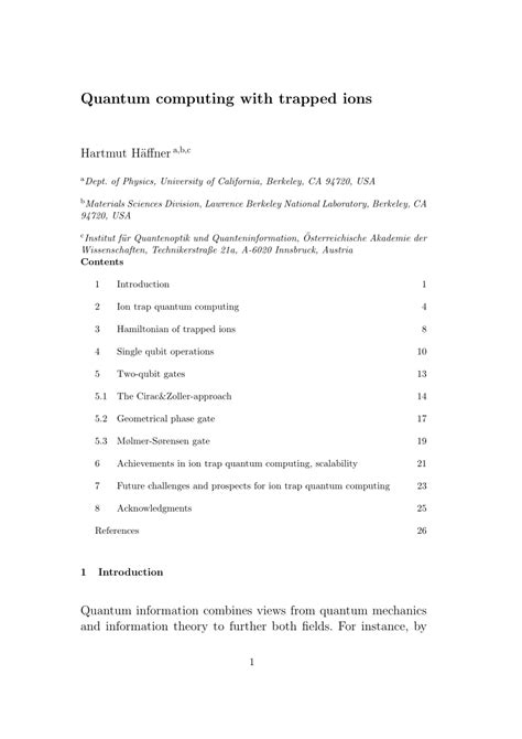 Pdf Quantum Computing With Trapped Ions