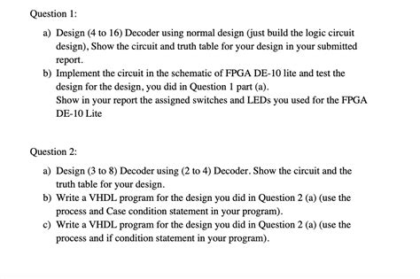 Solved Question A Design To Decoder Using Normal Chegg