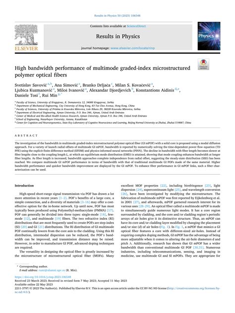 Pdf High Bandwidth Performance Of Multimode Graded Index