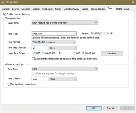 Arcmap Time Slider Feature In Arcgis 105 Is Displaying Layer Time