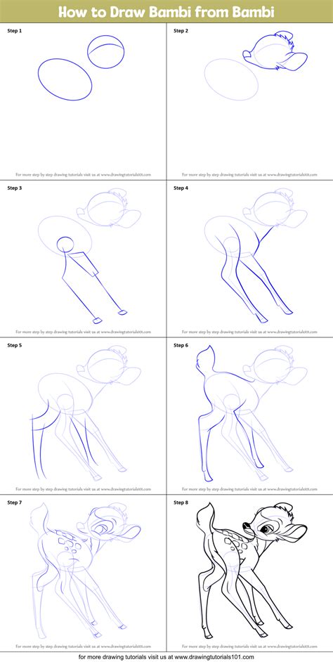 How To Draw Bambi From Bambi Printable Step By Step Drawing Sheet DrawingTutorials