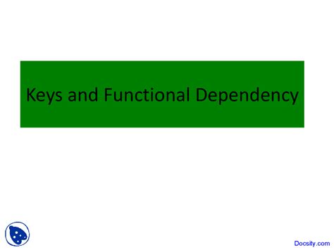 Keys And Functional Dependency Data Base Management System Lecture Slides Docsity