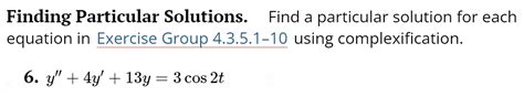 Solved Finding Particular Solutions Find A Particular