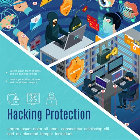 Free Vector Hacking Security And Protection Template With Antivirus