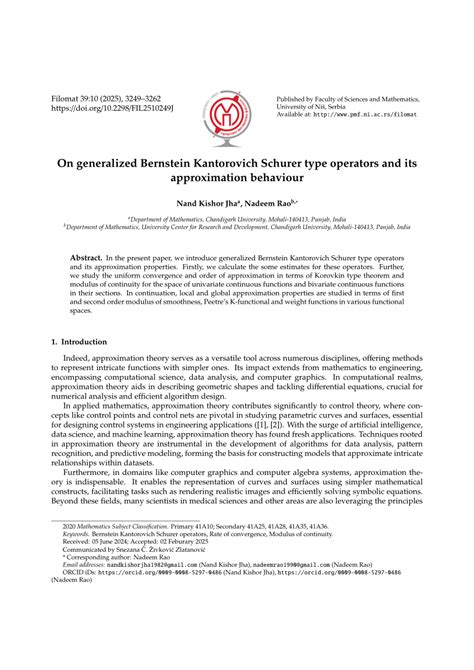 Pdf On Generalized Bernstein Kantorovich Schurer Type Operators And Its Approximation Behaviour