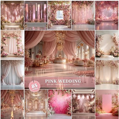 Pink Wedding Digital Backdrop For Elegant Photo Editing Romantic