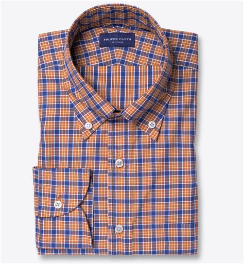 Orange Plaid Dress Shirt