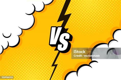 Vs 문자는 하프톤 번개와 평면 만화 스타일의 디자인에 배경을 싸운다 벡터 복고풍에 대한 스톡 벡터 아트 및 기타 이미지