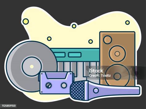 홈 음악 및 사운드 스튜디오 개념 전문 작업 레이블 평면 스타일 벡터 아이콘 라인 아트 개념에 대한 스톡 벡터 아트 및 기타 이미지 Istock