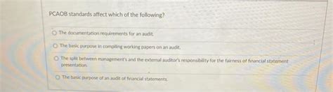 Solved Pcaob Standards Affect Which Of The Following The