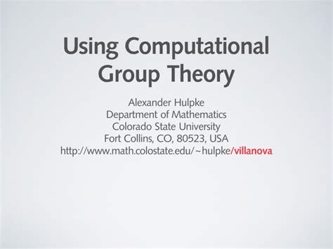 using computational group theory