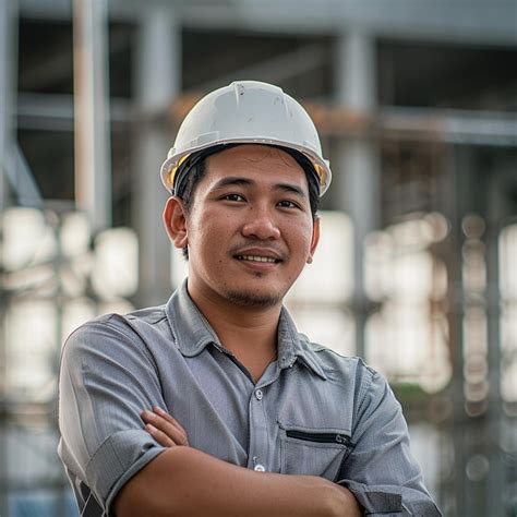 Portrait Male Person Contractor Engineer Smiling Professional Attire