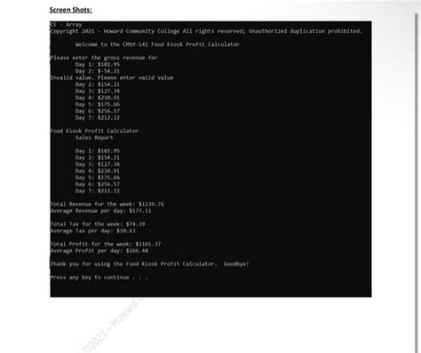 Solved Exercise Array Copyright Howard Community Chegg